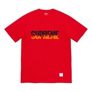Supreme Fw19 Week 1 Flame S/s Top Logo Short Sleeve - Red