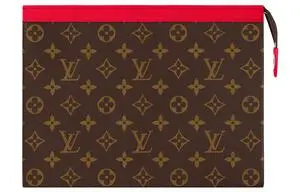 LOUIS VUITTON Pochette Voyage Mm Monogram Macassar Canvas Pouch - Red