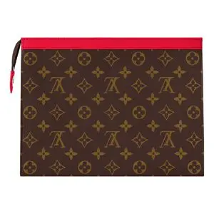 LOUIS VUITTON Pochette Voyage Mm Monogram Macassar Canvas Pouch - Red