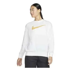 Nike Solid Color Flower Logo Casual Round Neck Pullover White Hoodie - Default Color