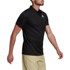 Adidas Solid Color Tennis Sports Short Sleeve Polo Shirt Black - Multi-color