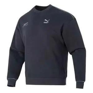 PUMA Relaxed Fit Logo Crewneck Sweater - Navy