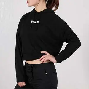 PUMA Logo Short Hoodie 'black
