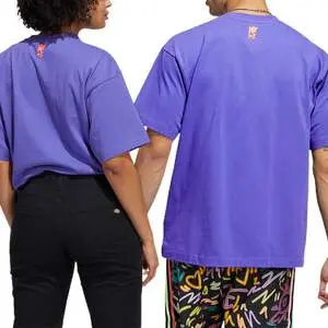 Adidas Originals Large Logo Alphabet Round Neck Casual Sports Short Sleeve Couple Style Purple - Default Color