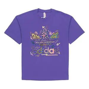 Adidas Originals Large Logo Alphabet Round Neck Casual Sports Short Sleeve Couple Style Purple - Default Color