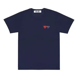 Play Comme Des Garcon Double Heart Logo Tee - Blue