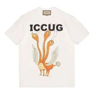 Gucci Ss21 Round Neck Printing Short Sleeve Beige T-shirt - Creamy