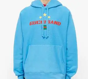 Gucci Band Stars Logo Popover Hoodie - Blue