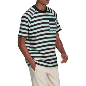 Adidas Originals Pocket Stripe Round Neck Short Sleeve Green