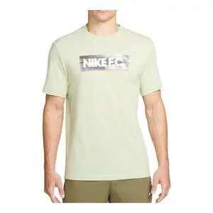 Nike F.c. Logo Printing Solid Color Sports Round Neck Short Sleeve Green - Multi-color