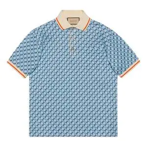 Gucci Geometric G Cotton Piquet Polo Shirt - Light Blue
