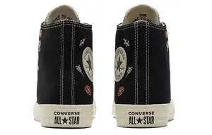 CONVERSE Chuck Taylor All Star High Top Embroidered Floral Sneakers - Black