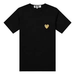 Play Comme Des Garcon Ss25 Gold Heart T-shirt - Black