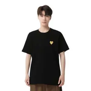 Play Comme Des Garcon Ss25 Gold Heart T-shirt - Black