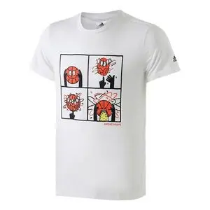 Adidas Basketball Cartoon Printing Short Sleeve - White