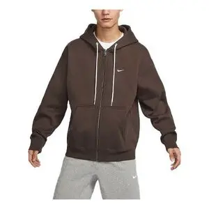 Nike Solo Swoosh Full Zip Hoodie - Brown