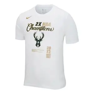 Nike Milwaukee Bucks Alphabet Pattern Printing Athleisure Casual Sports Round Neck Short Sleeve White T-shirt - Default Color