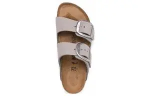 BIRKENSTOCK Arizona Big Buckle Nubuck Leather Sandals - Grey