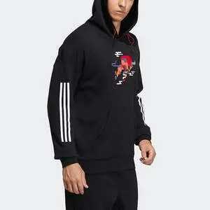 Adidas Graphic Print Pullover Hoodie - Black