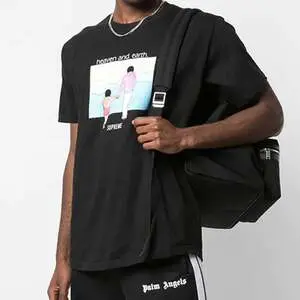 Supreme Fw19 Week 1 Heaven And Earth Tee Printing Short Sleeve - Black