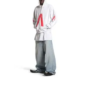 Balenciaga Music Archive Series Connected Zip Up Hoodie - Grey/red