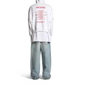Balenciaga Music Archive Series Connected Zip Up Hoodie - Grey/red
