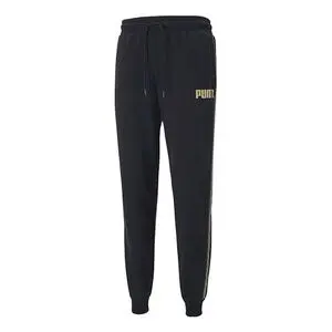 PUMA Metallic Nights Tape Logo Printed Knitting Sports Trouser - Black