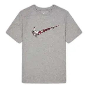 Nike Cartoon Pattern Large Logo Printing Round Neck Casual Short Sleeve Dark Grey T-shirt - Multi-color