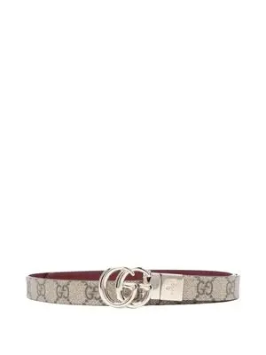Gucci Gg Marmont Reversible Thin Belt - Beige/red