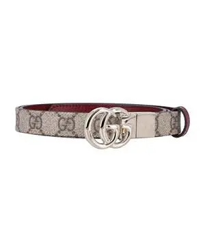 Gucci Gg Marmont Reversible Thin Belt - Beige/red