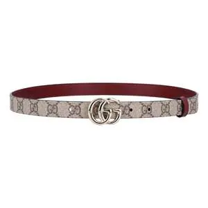 Gucci Gucci GG Marmont Reversible Thin Belt Beige/red