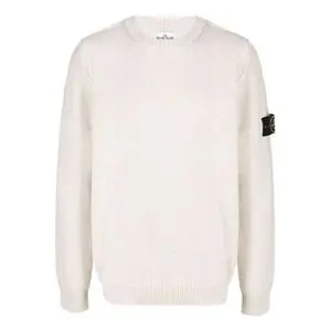 Stone Island STONE ISLAND Logo Patch Knit Sweater Off/white