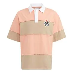 Adidas Originals Splicing Colorblock Short Sleeve Polo Shirt Pink - Multi-color
