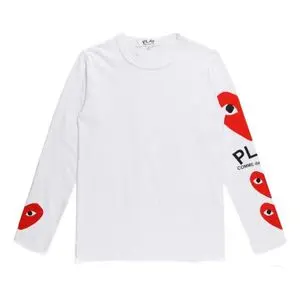 Play Comme Des Garcon Printed Sleeve Long-sleeve - White