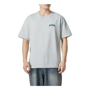 PUMA Logo T-shirt 'grey - Grey/green