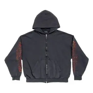 Balenciaga Offshore Zip Up Hoodie - Black/red/yellow