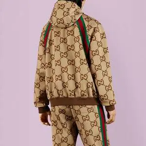 Gucci Jumbo Gg Zip Jacket With Web Detail - Beige/ebony