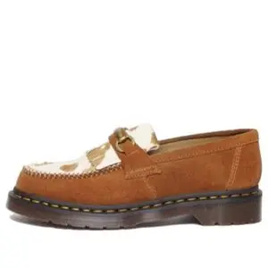 Dr. Martens Adrian Snaffle Hair-on Cow Print Kiltie Loafers - Pecan Brown