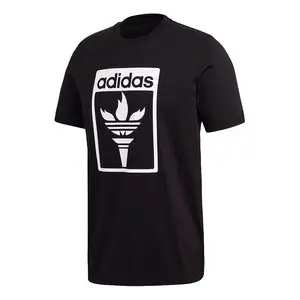 Adidas Originals Tee 1 Logo Printing Round Neck Short Sleeve - Black