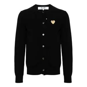 Play Comme Des Garcon Gold Heart Cardigan - Black