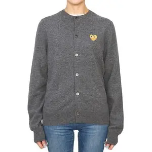 Play Comme Des Garcon Gold Heart Cardigan - Grey