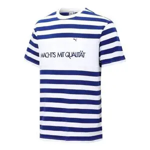 PUMA Mmq Striped T-shirt 'blue - Blue/white