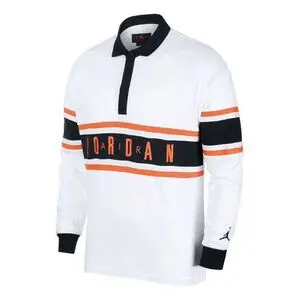 JORDAN Logo Rugby Long Sleeve Polo Shirt - White