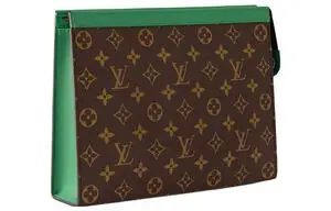 LOUIS VUITTON Pochette Voyage Mm Monogram Macassar Canvas Clutch - Green