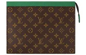 LOUIS VUITTON Pochette Voyage Mm Monogram Macassar Canvas Clutch - Green