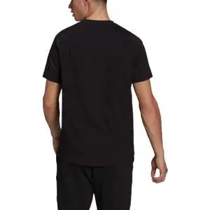 Adidas Solid Color Logo Micro Mark Casual Sports Short Sleeve Black