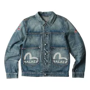 PALACE X Evisu Type One Denim Jacket - Blue/pink
