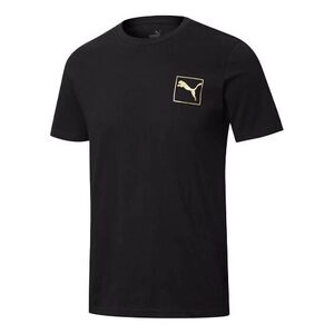 PUMA Bronzing Printing Round Neck Short Sleeve - Black