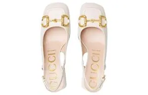 Gucci Chunky Mid-heel Slingback With Horsebit Detail - White