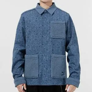 PUMA Paisley Woven Shirt Jacket With Multiple Pockets